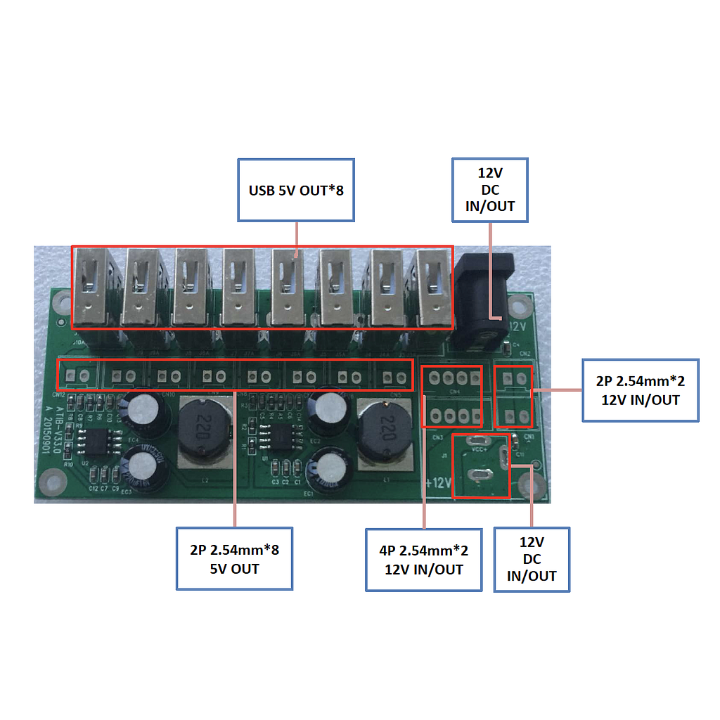 Multi USB Portal Power Board - 5V (8x) | JamiePro